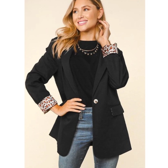 Haptics | Jackets & Coats | The Zahara Plus Black Tailored Animal Print ...